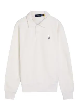 Polo Ralph Lauren Fleece Polo Jumper With Embroidered Designer Crest - Ecru