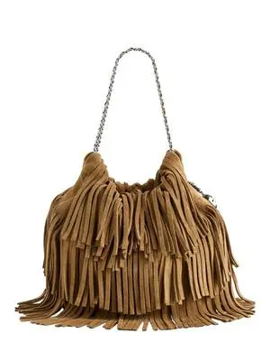 Tory Burch Fleming Fringe Mini Hobo Bag - Wild Tabacco