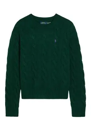 Polo Ralph Lauren Cable-knit Wool And Cashmere-blend Jumper - Dark Green