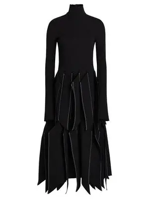 A.W.A.K.E. Mode Laser-cut Wool-blend Midi Dress - Black