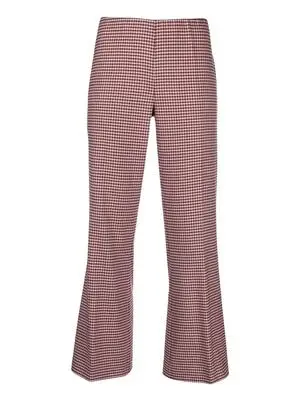 PAROSH Houndstooth Flared Trousers - Rosa