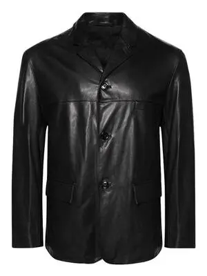 LEMAIRE Leather Single-breasted Jacket - Black