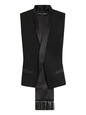 Dolce & Gabbana Satin-lapel Sleeveless Vest - Black