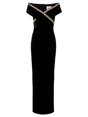 Roland Mouret Embellished Velvet Gown - Black