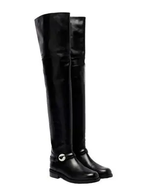 Coperni Logo Leather Over-the-knee Boots - Black