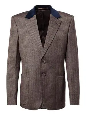 WALES BONNER Alto Pinstripe Wool-blend Blazer - Grey