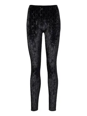 Gucci Gg Embellished Chenille Leggings - Black