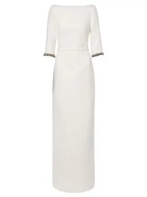 Safiyaa Amaris Embellished Crêpe Gown - White