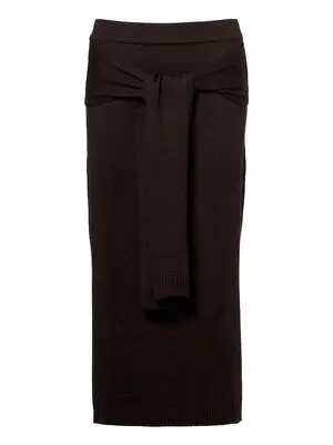 LEMAIRE Trompe L'œil Wool-blend Midi Skirt - Brown