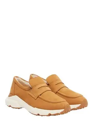 TOD'S Shearling-lined Suede Sneakers - Brown
