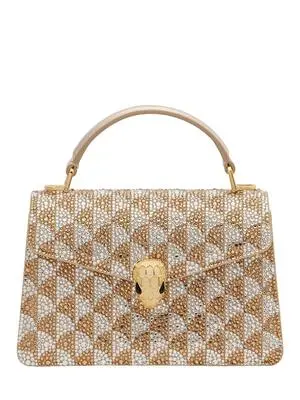 BVLGARI Serpenti Forever Mini Embellished Suede Tote - Gold