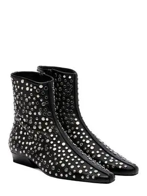 Staud Wally Studded Leather Ankle Boots - Black