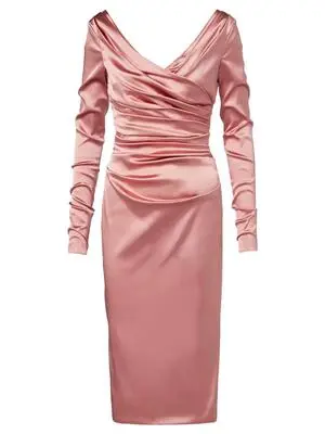 Dolce & Gabbana Draped Satin Midi Dress - Pink