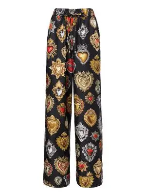 Dolce & Gabbana Devotion Silk Twill Palazzo Pants - Multicoloured