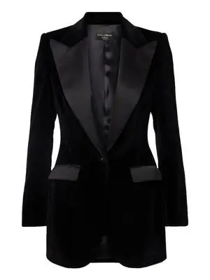 Dolce & Gabbana Cotton-blend Velvet Tuxedo Jacket - Black