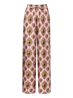Dolce & Gabbana Printed High-rise Silk Palazzo Pants - Pink