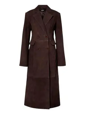 ROTATE BY BIRGER CHRISTENSEN Double-breasted Suede Coat - Brown
