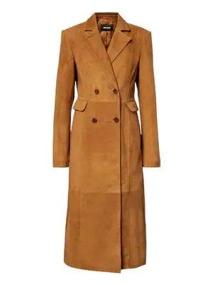 Remain Birger Christensen Double-breasted Suede Coat - Brown