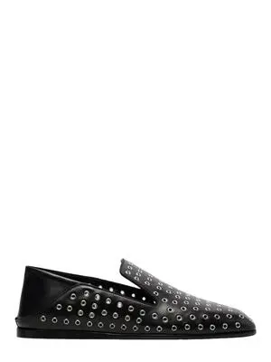 JIMMY CHOO Eliot Embellished Leather Slip-on Loafers - Black