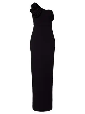 Roland Mouret Floral Asymmetric Corset Gown - Black