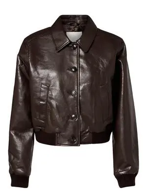 Citizens Of Humanity Lola Leather Bomber Jacket - Brown