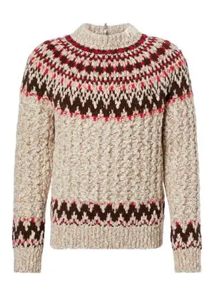 Moncler Jacquard Wool-Blend Sweater Beige
