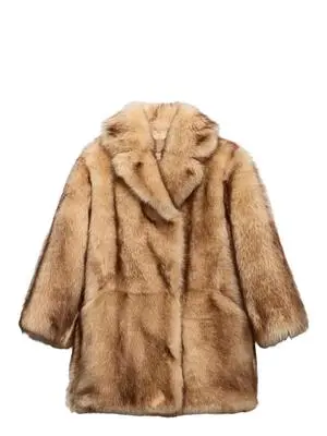 Prada Shearling Caban Jacket Honey