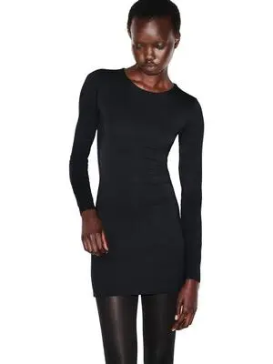 SKIMS Smooth Layers Crewneck Mini Dress Obsidian