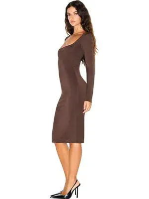 SKIMS Smooth Layers Square Neck Midi Dress - Espresso