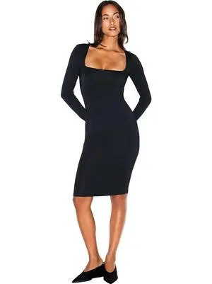 SKIMS Smooth Layers Square Neck Midi Dress - Obsidian