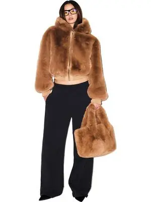 SKIMS Faux Fur Mini Tote Camel