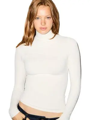 SKIMS Cotton Jersey Turtleneck - Marble