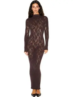 SKIMS Knit Lace Long Dress - Espresso
