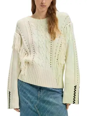 BOSS Cable-knit Fringe Sweater - Neutrals