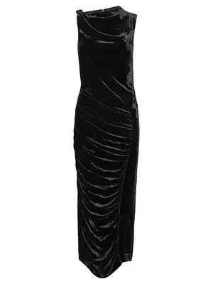 Remain Birger Christensen Velvet Ruched Midi Dress - Black