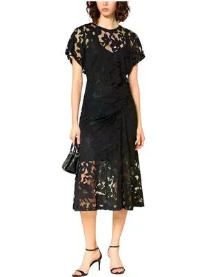 BOSS Floral Gathered Dress - Black