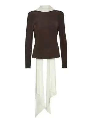 Remain Birger Christensen Long-sleeved Top With Scarf Detail - Brown