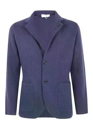 LARDINI Pinstripe Button Blazer - Blue