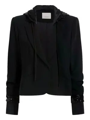 Cinq À Sept Le Petit Khloe Sequin Hooded Jacket - Black