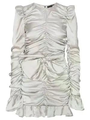 ROTATE BY BIRGER CHRISTENSEN Bow Ruffled Mini Dress - Silver