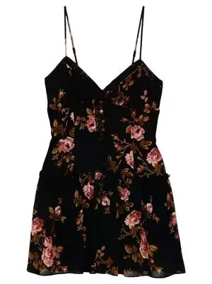 REFORMATION Citrus Floral Print Dress - Black