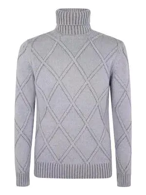 BARBA NAPOLI Argyle Roll-neck Sweater - Grey