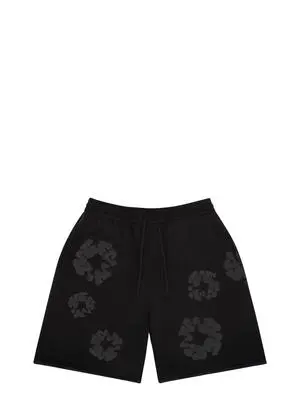 DENIM TEARS Faded Mono Cotton Wreath Sweatshorts - Black