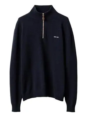 Miu Miu Half Zip Cashmere Sweater - Blue