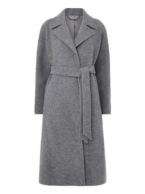 Whistles Belted Notch-lapel Wool Coat - Grey