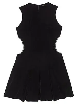 Maje Velvet Mini Dress With Cut-out Details - Black