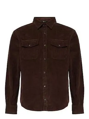 7 For All Mankind Pointed-collar Cotton Corduroy Overshirt - Corduroy Coffee Bean