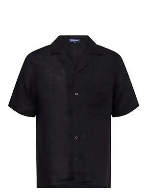Frescobol Carioca Alves Linen Short-sleeve Shirt - Black