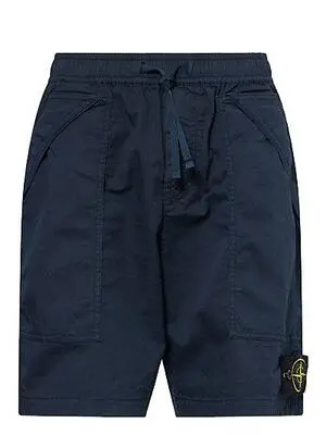 Stone Island Supima Logo-badge Cotton Shorts - Navy Blue