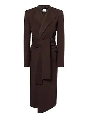 Khaite Jelson Belted Wool Coat - Dark Brown